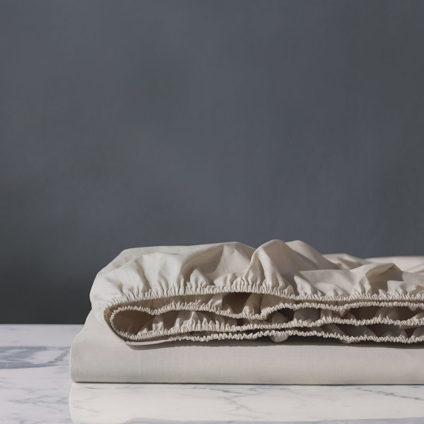 Eastern Accents Vail Egyptian Cotton Percale Solid Colour Fitted Sheet - Wayfair Canada